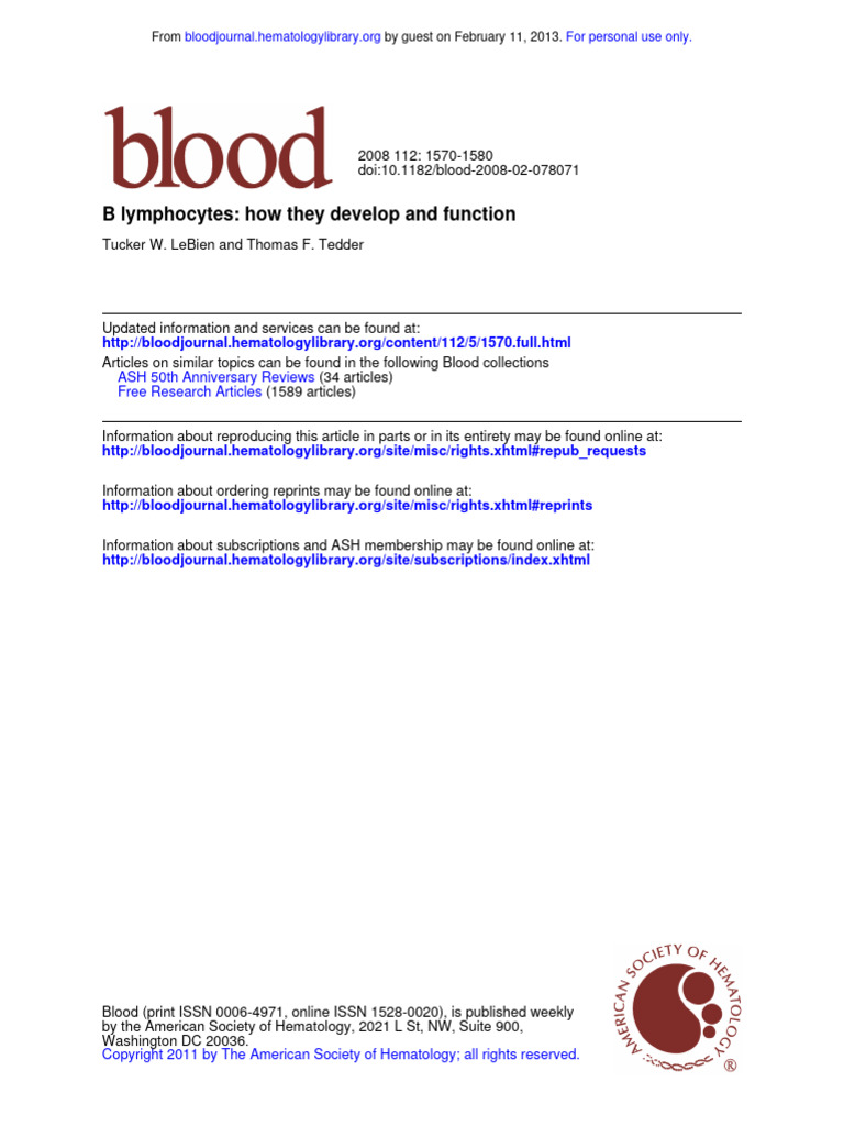 Blood Journal | PDF | B Cell | Autoimmunity