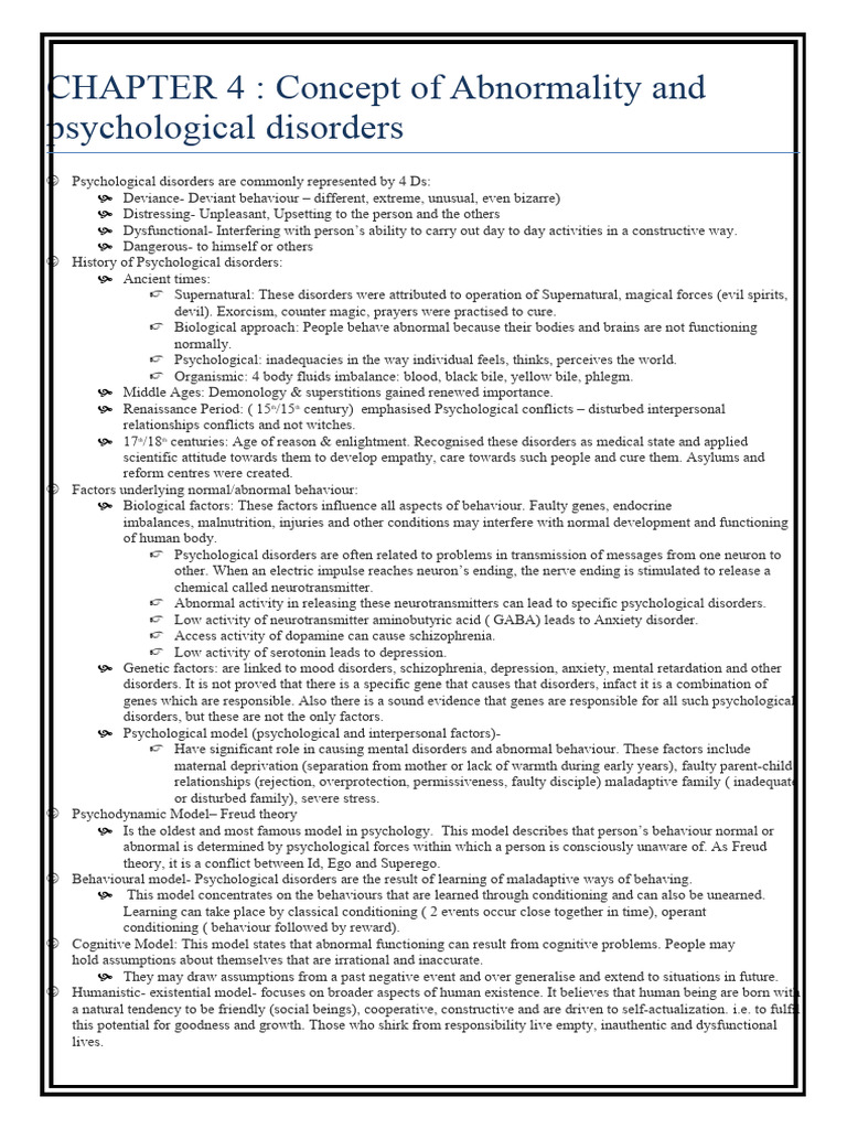 CHAPTER 4 - Notes | PDF | Mental Disorder | Hallucination