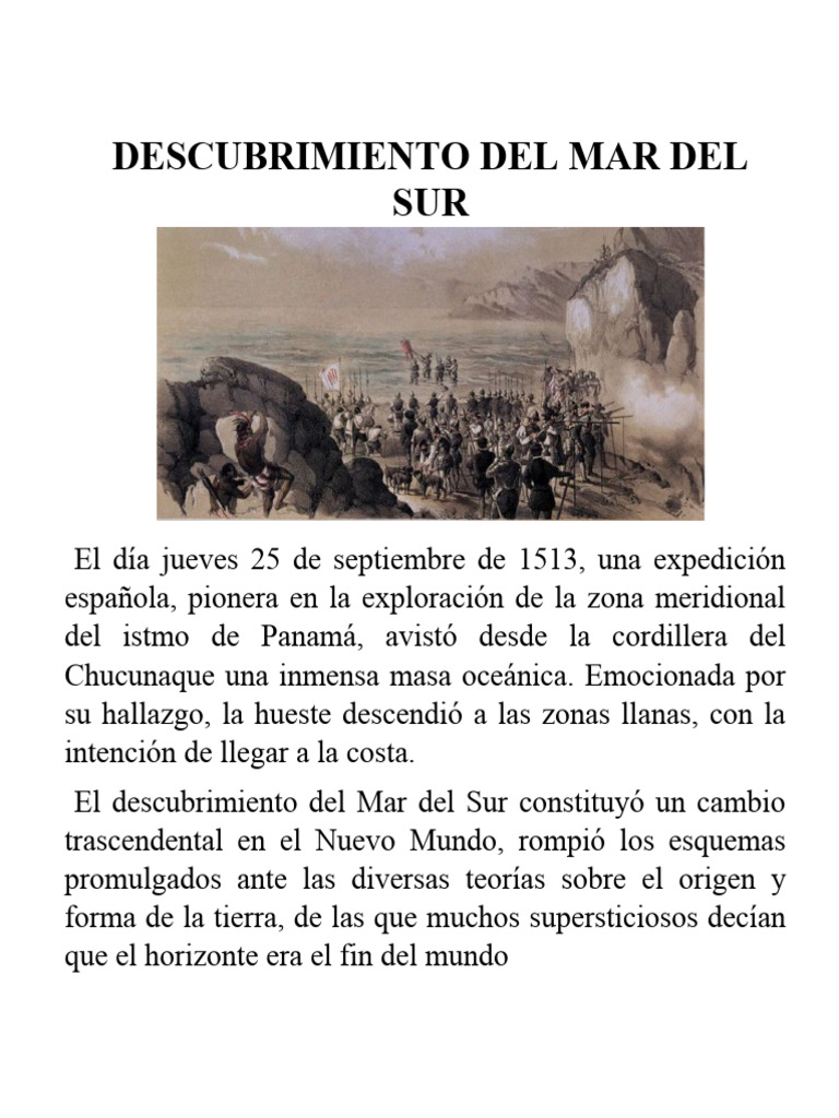Descubrimiento Del Mar Del Sur | PDF