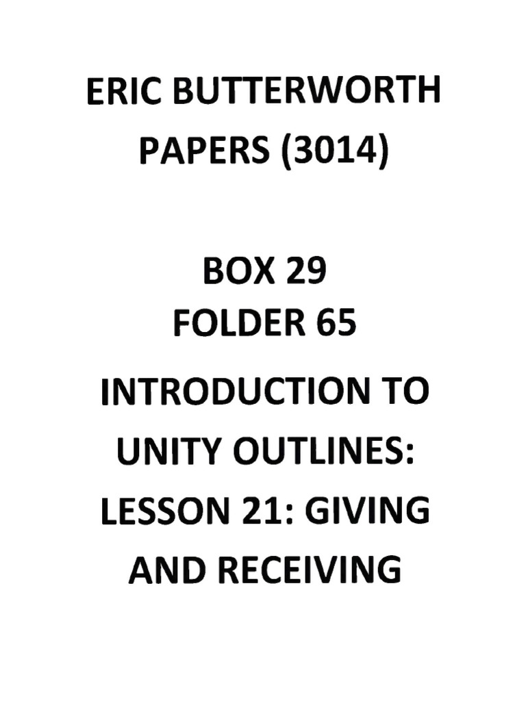 3014 29 65 Intro To Unity 21 Giving and Receiving | PDF | Karma | Tithe