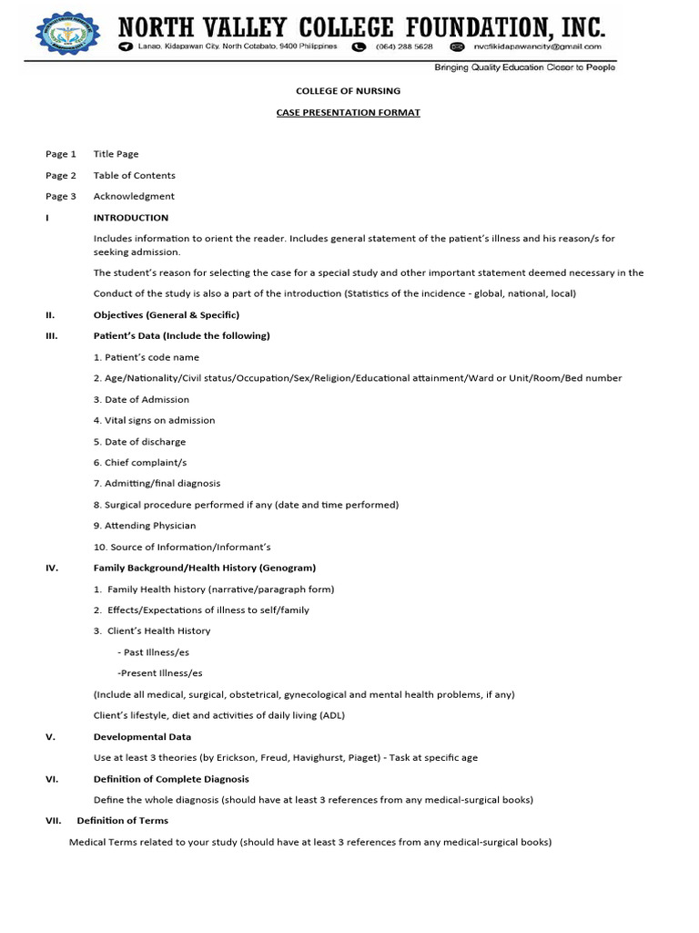 Case Presentation Format 1 | PDF | Medical Diagnosis | Nursing