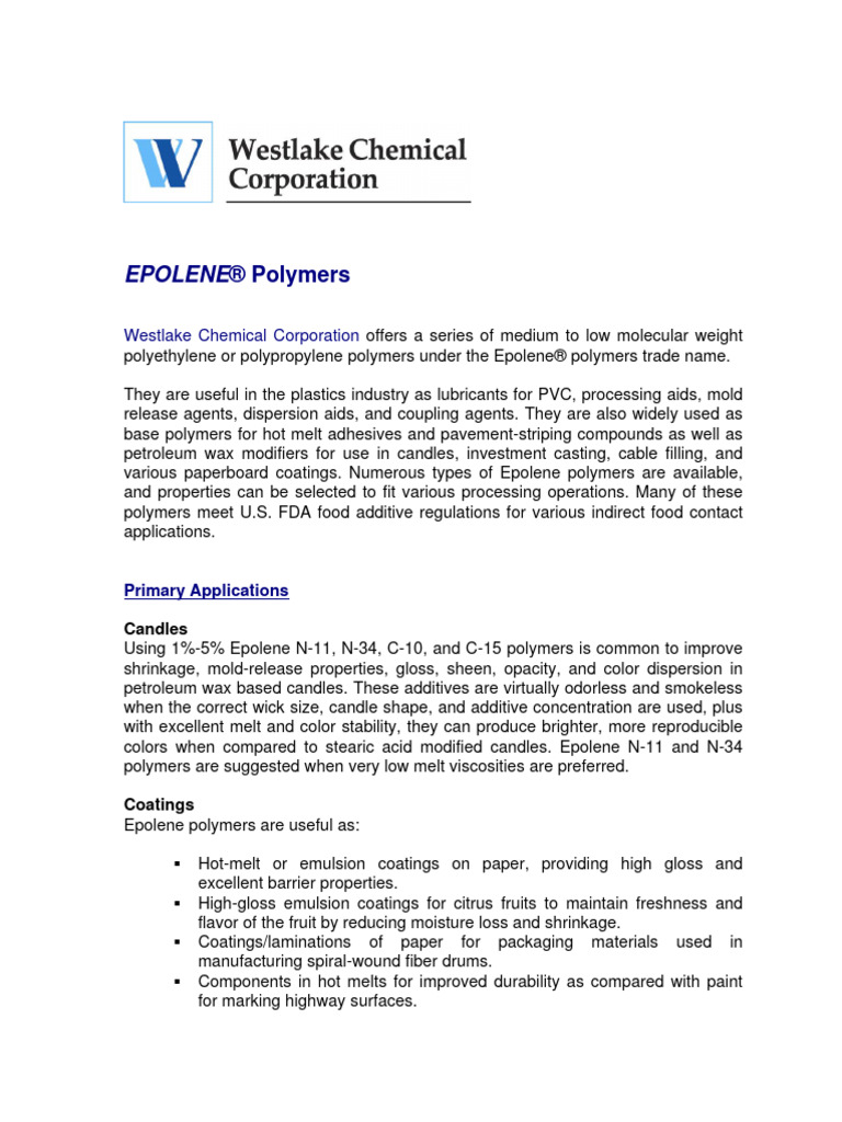 An - Introduction - To - Epolenes c26 | PDF | Wax | Polymers