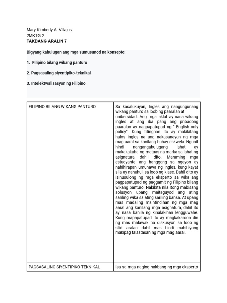 Takdang Aralin 7 | PDF