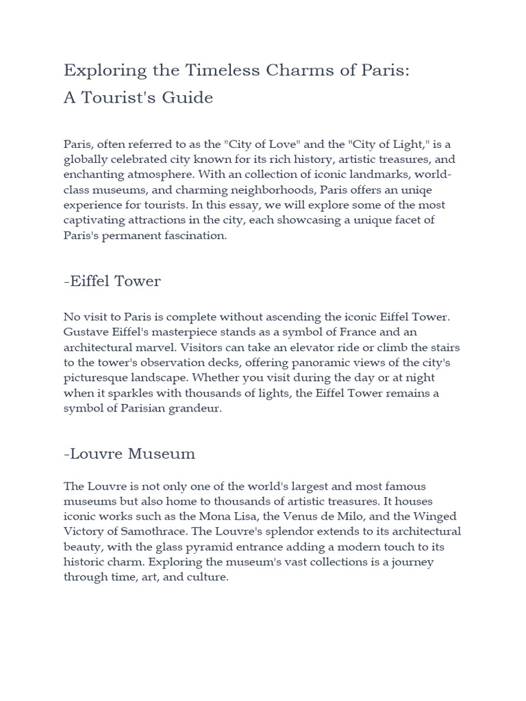 Exploring The Timeless Charms of Paris A Tourist's Guide | PDF | Paris ...