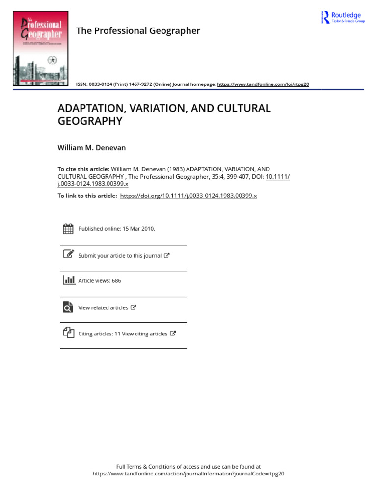 Adaptation Variation and Cultural Geography | PDF | Agriculture | Geography