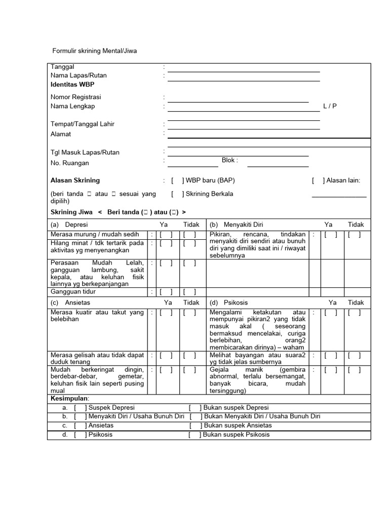 Formulir SRQ 29 | PDF