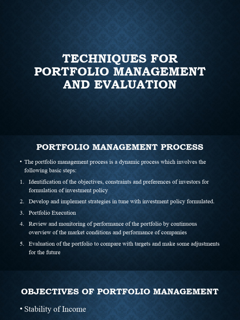 Techniques For Portfolio Management and Evaluation | PDF | Asset ...