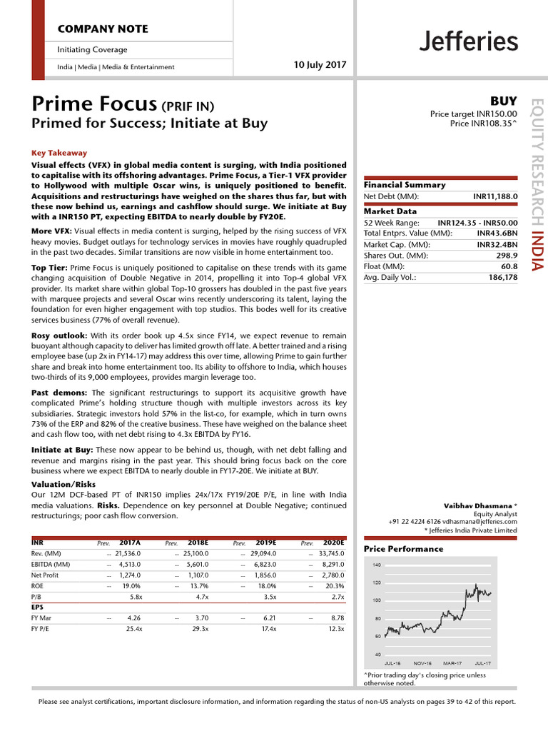 Initiating Coverage by Jefferies | PDF | Valuation (Finance) | Business