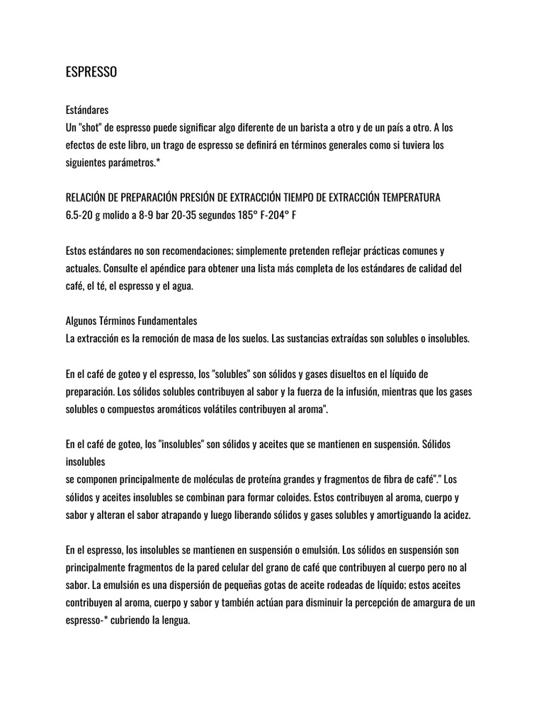 Clases de Espresso | PDF | café | Temperatura
