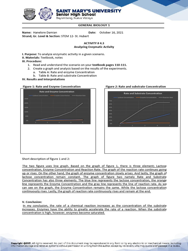 Damian Hanelore-Activity On Enzymatic Activity | PDF | Enzyme | Reaction Rate