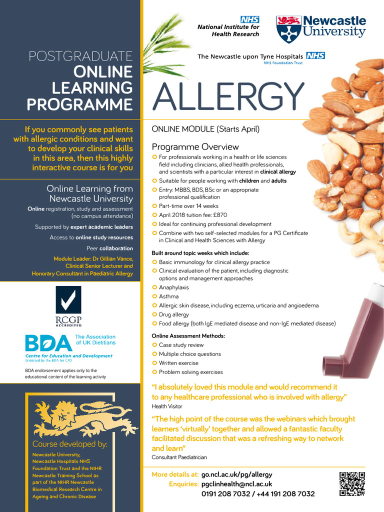Allergy Online Course at Newcastle University | PDF | Allergy | Health Care
