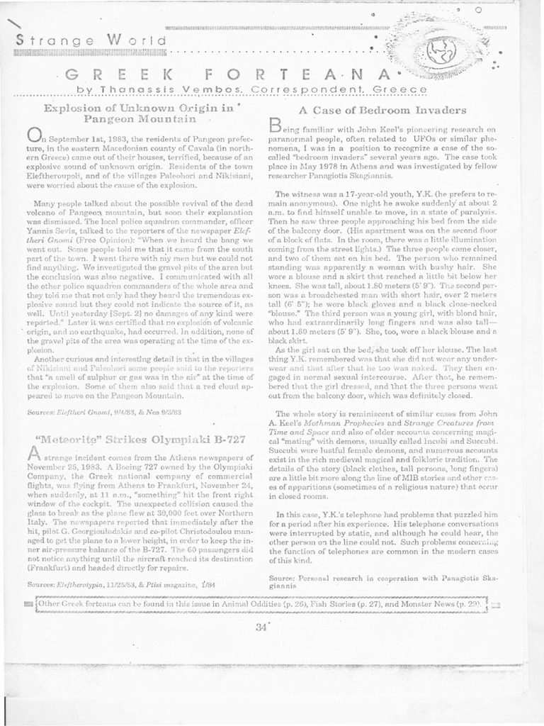 Greek Forteana Strange Magazine#2 1988 | PDF