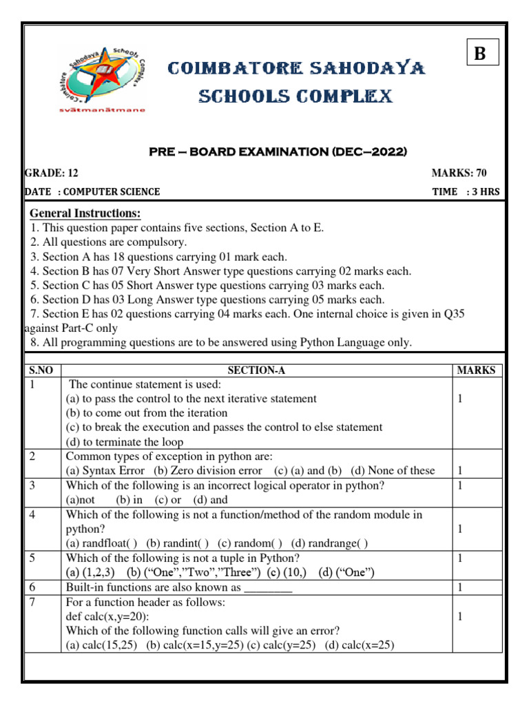 Cs Set B QP Cbessc Dec 22 | PDF | User (Computing) | Password
