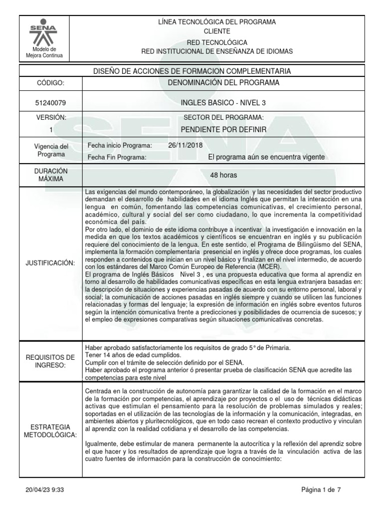 Ingles Basico 3 Cod 51240079 | PDF | Evaluación | Enseñando