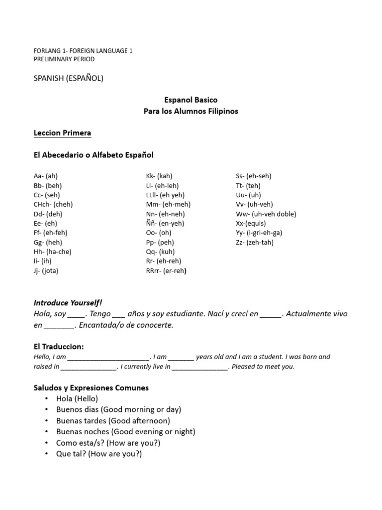 118058-Forlang Spanish Prelim Module | PDF