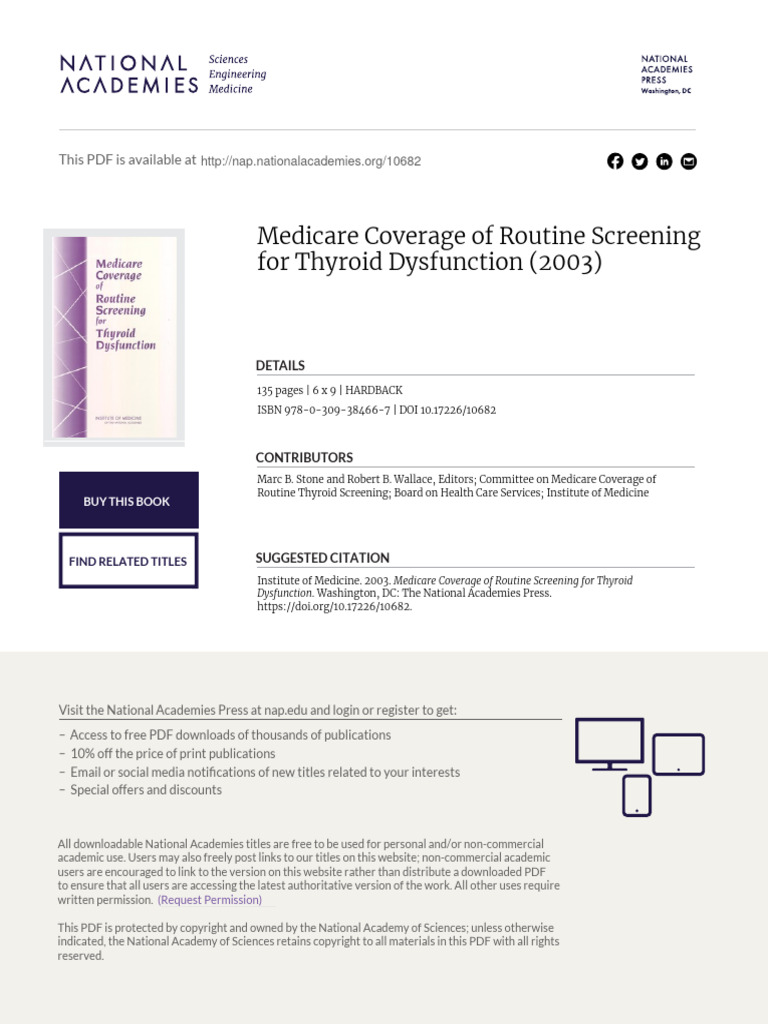 Medicare Coverage of Routine Screening For Thyroid Dysfunction (2003 ...