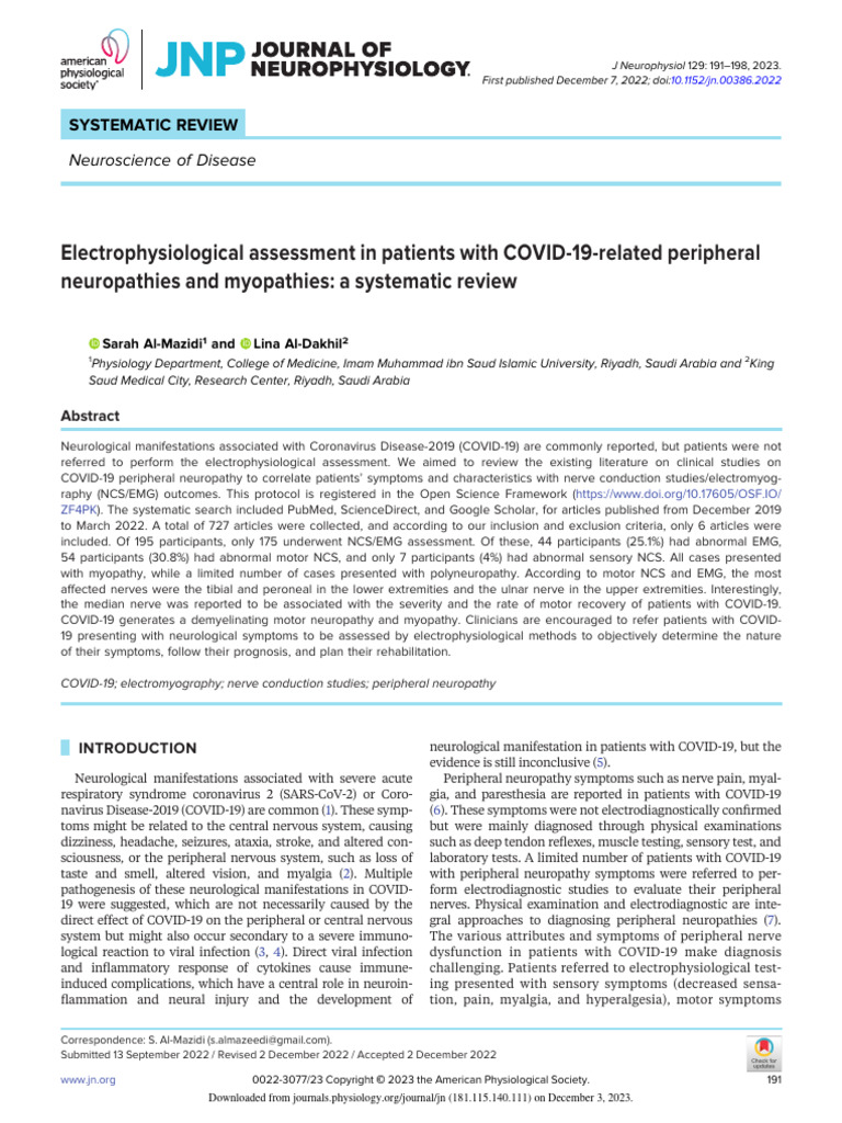Al Mazidi Al Dakhil 2023 Electrophysiological Assessment in Patients ...