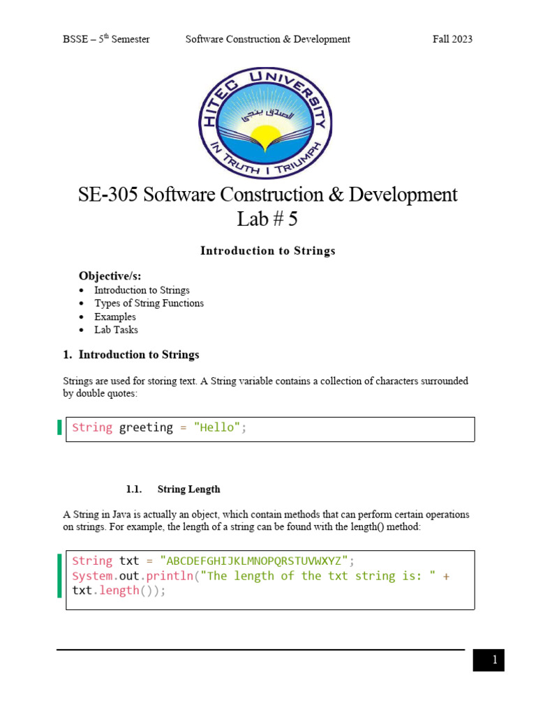Lab05 - Introduction To Strings | PDF | String (Computer Science ... Lab05 - Introduction To Strings | PDF | String (Computer Science ...