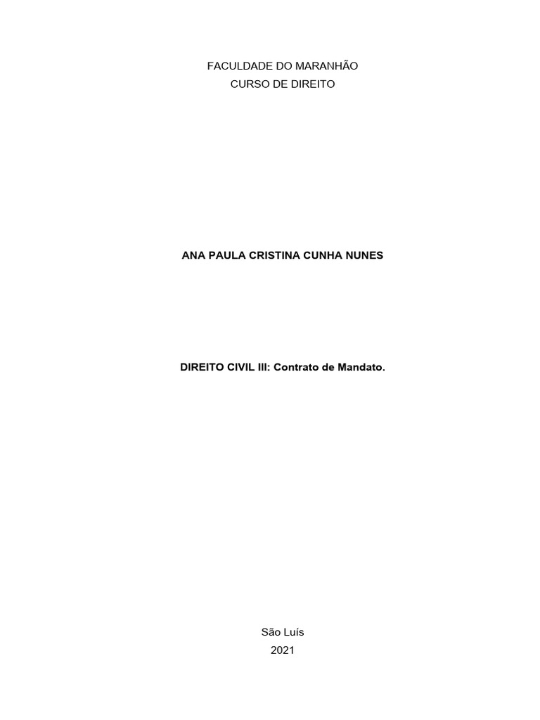 Contrato de Mandato: Conceitos e Características | PDF | Procuração ...