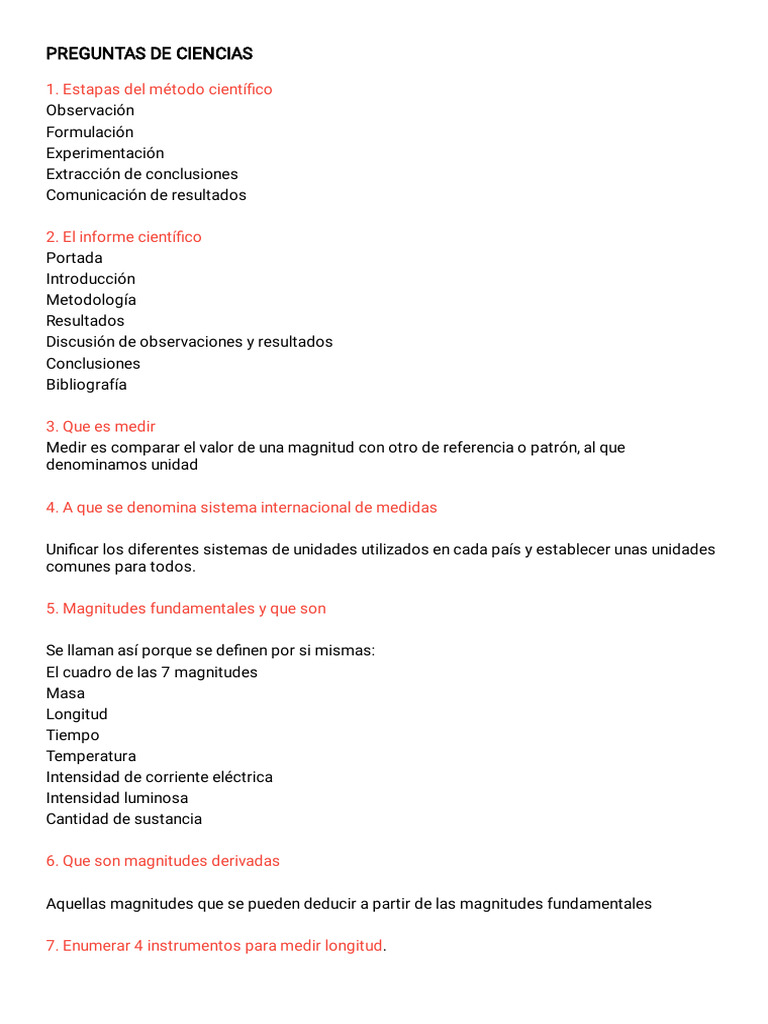 Guía Completa del Método Científico y Medidas | PDF | Velocidad | Medición