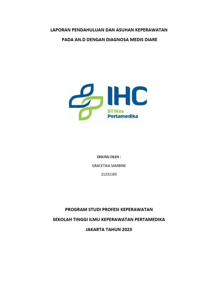 Laporan Pendahuluan Dan Asuhan Keperawatan Diare | PDF Laporan Pendahuluan Dan Asuhan Keperawatan Diare | PDF