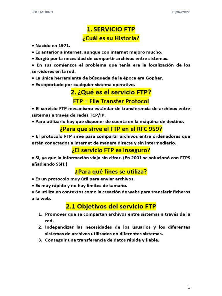 Resumen SERVICIO FTP | PDF | Protocolo de transferencia de archivos | Transport Layer Security