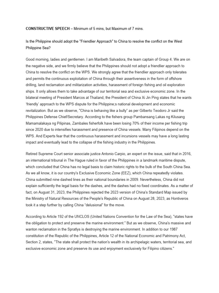 Constructive Speech Final | PDF | Just War Theory | International Relations