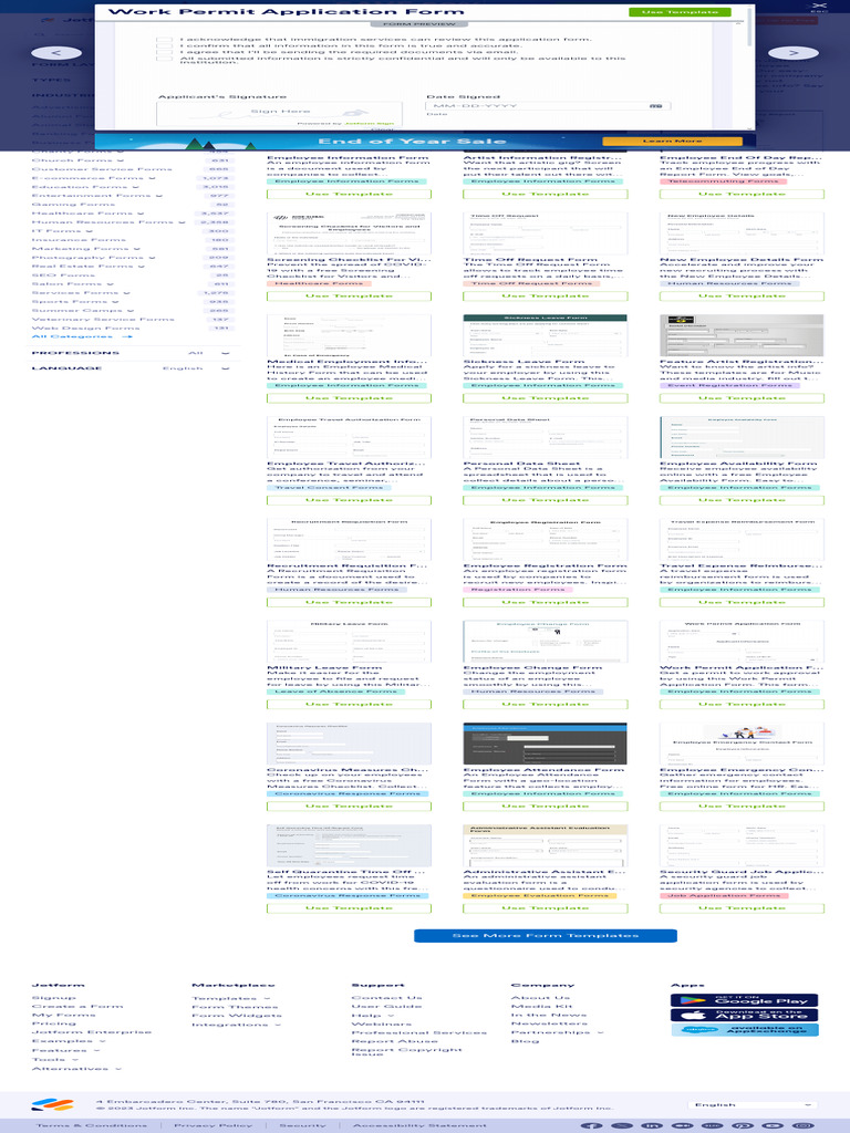 Work Permit Application Form Template - Jotform | PDF | Employment ...