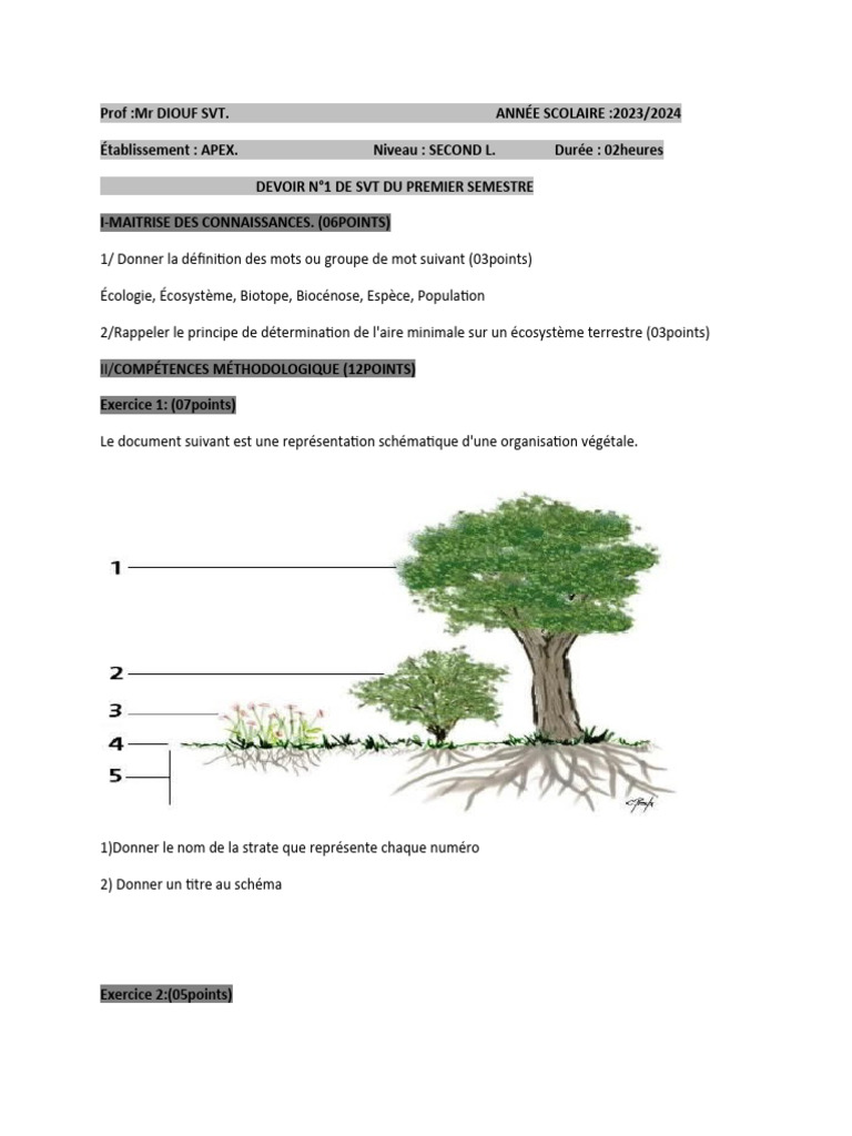 Devoir n1 SVT Second L | PDF