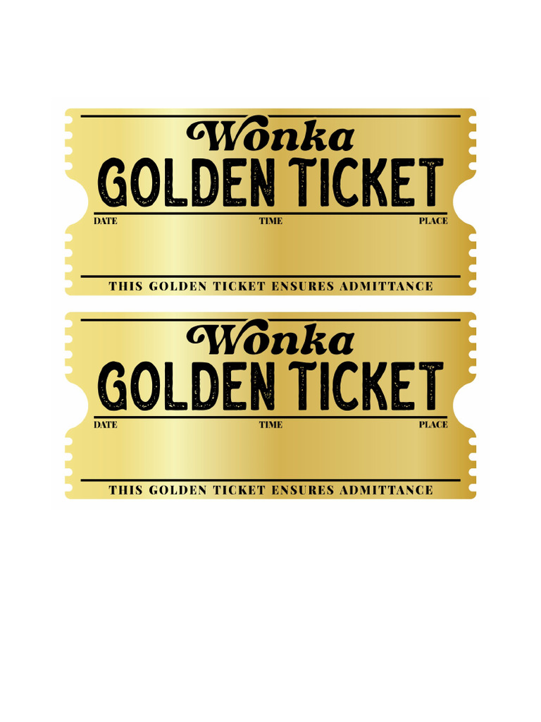 Printable Wonka Golden Ticket Template 422300.Jpg | PDF