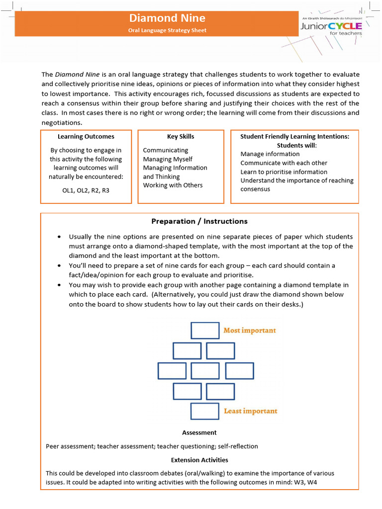 JCT Diamond 9 Advice | PDF | Pedagogy | Education Theory