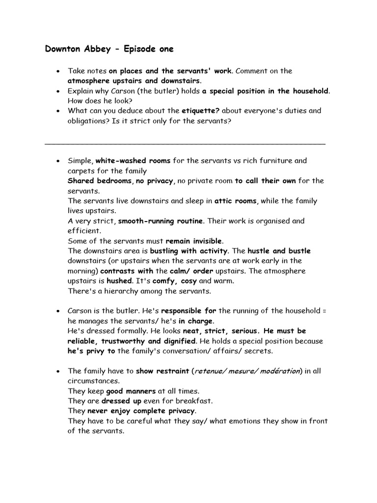 Downton Abbey Season 1 Episode1 | PDF | Language Arts & Discipline