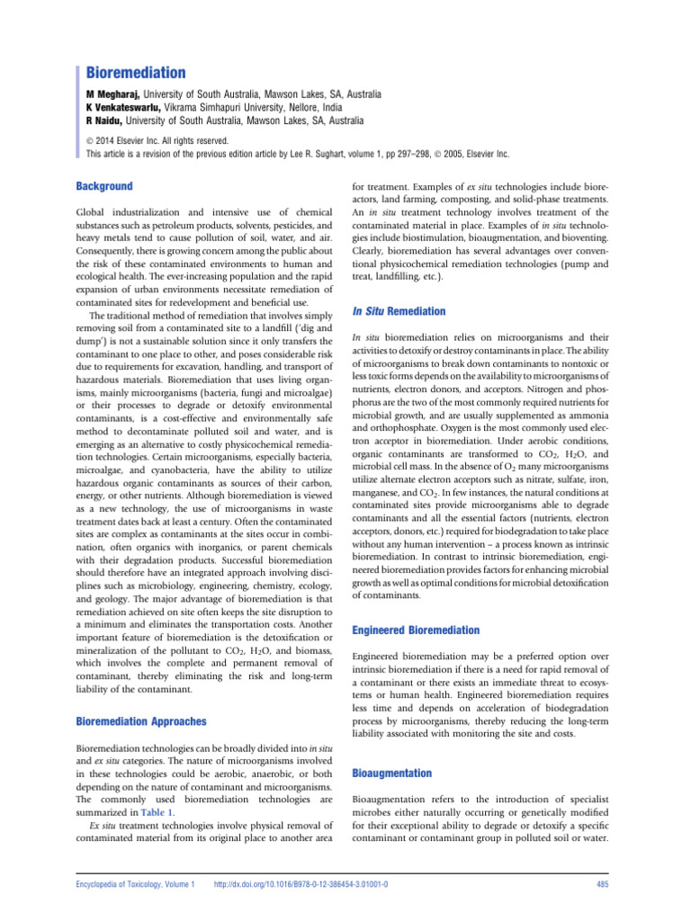 Bioremediation: Background | PDF | Environmental Remediation | Soil