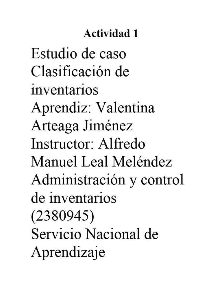 Actividad 1 Estudio El Caso | PDF | Inventario | Bienes