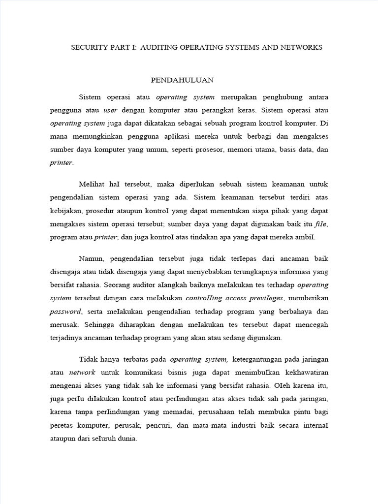 PDF Bab 3 Security Part I Auditing Operating System and Networks Kelompok 5 1 - Compress | PDF
