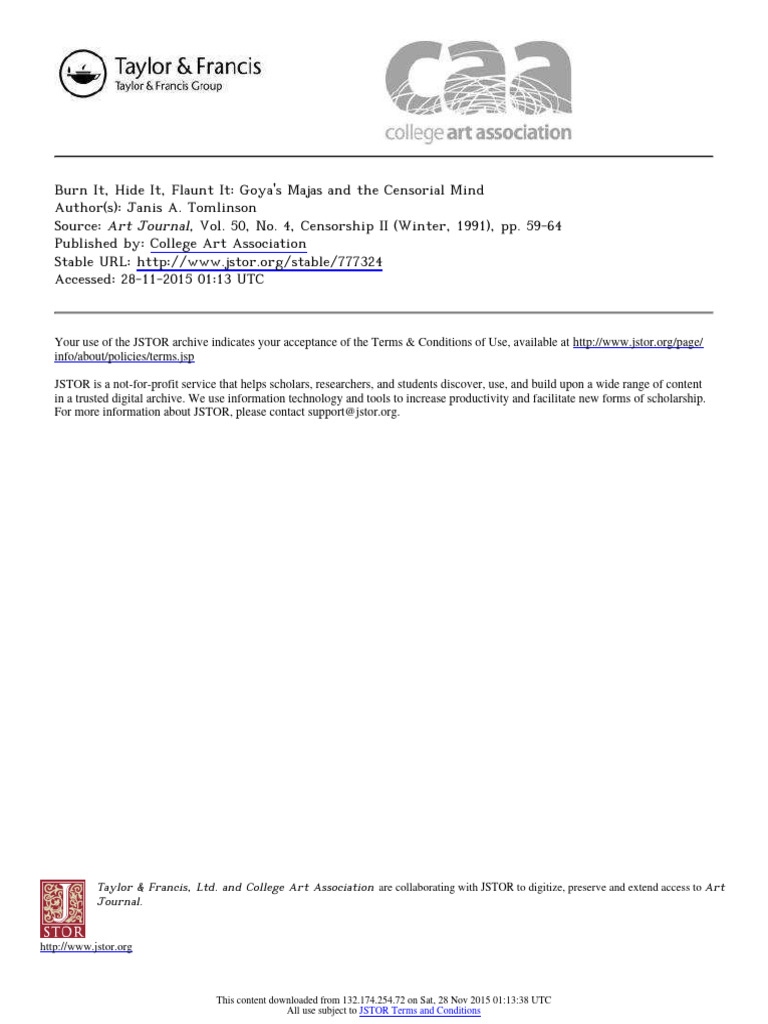 Burn It Hide It Flaunt It Goyas Majas An | PDF | Francisco Goya | Paintings