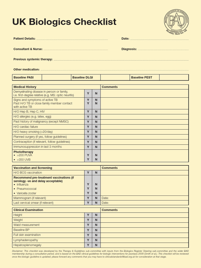 UK Biologics Checklist May 2014 | PDF | Clinical Medicine | Medical ...