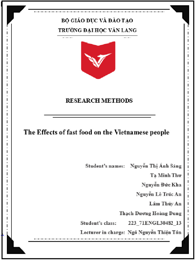 Bài Thi Gi A K C A Nhóm Marvel | PDF | Obesity | Fast Food