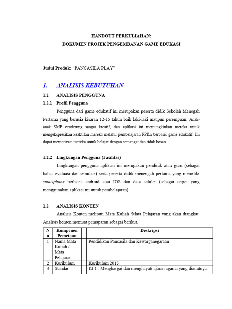 Handout Game Edukasi - Ninda Bela | PDF