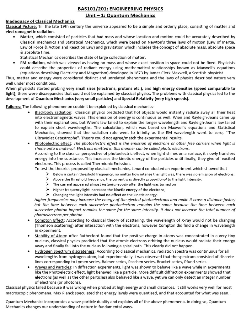 Quantum Mechanics in Engineering Physics | PDF | Photoelectric Effect ...