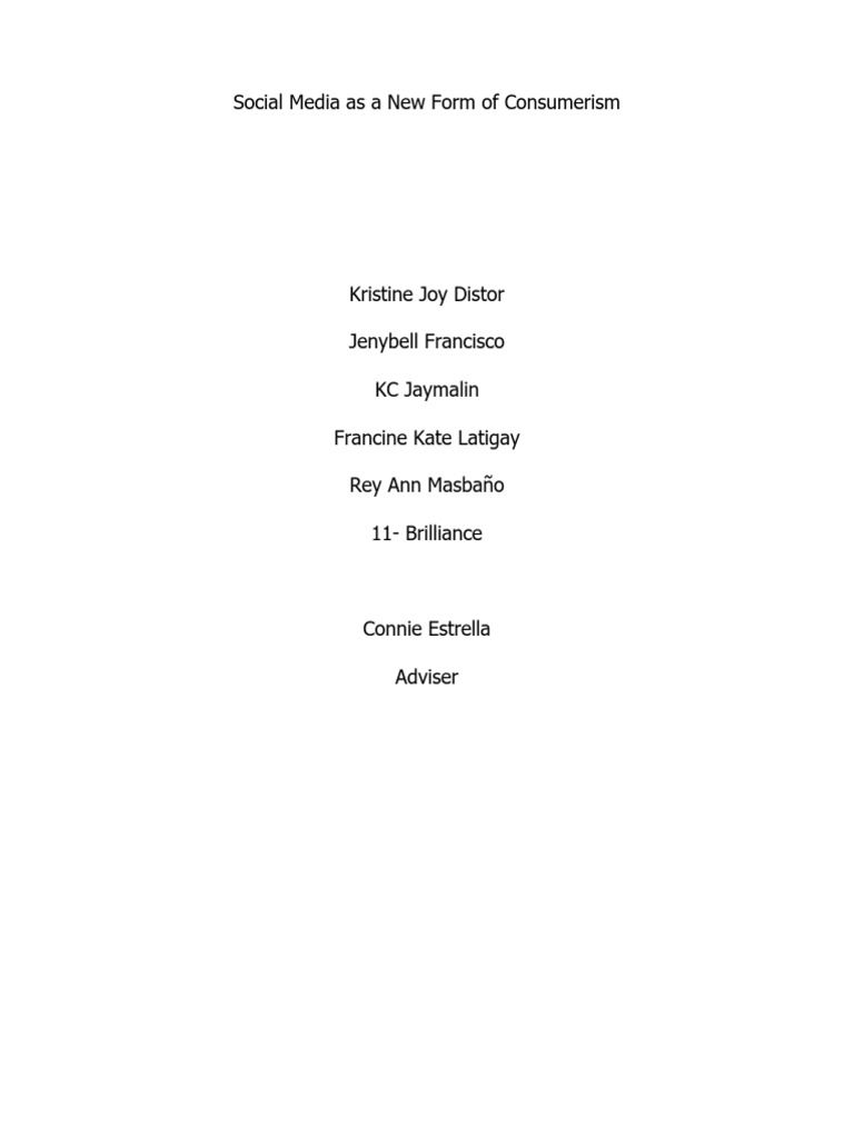 Social Media As A New Form of Consumerism Super Final | PDF | Social ...