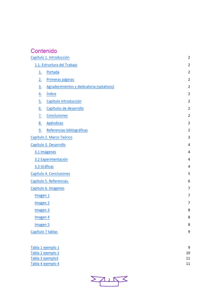 Plantilla para elaborar Índice | PDF