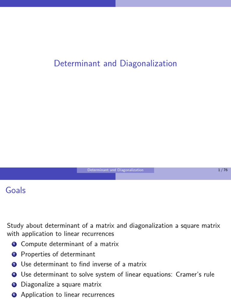 Determinant - Diagonalization | PDF | Eigenvalues And Eigenvectors | Determinant