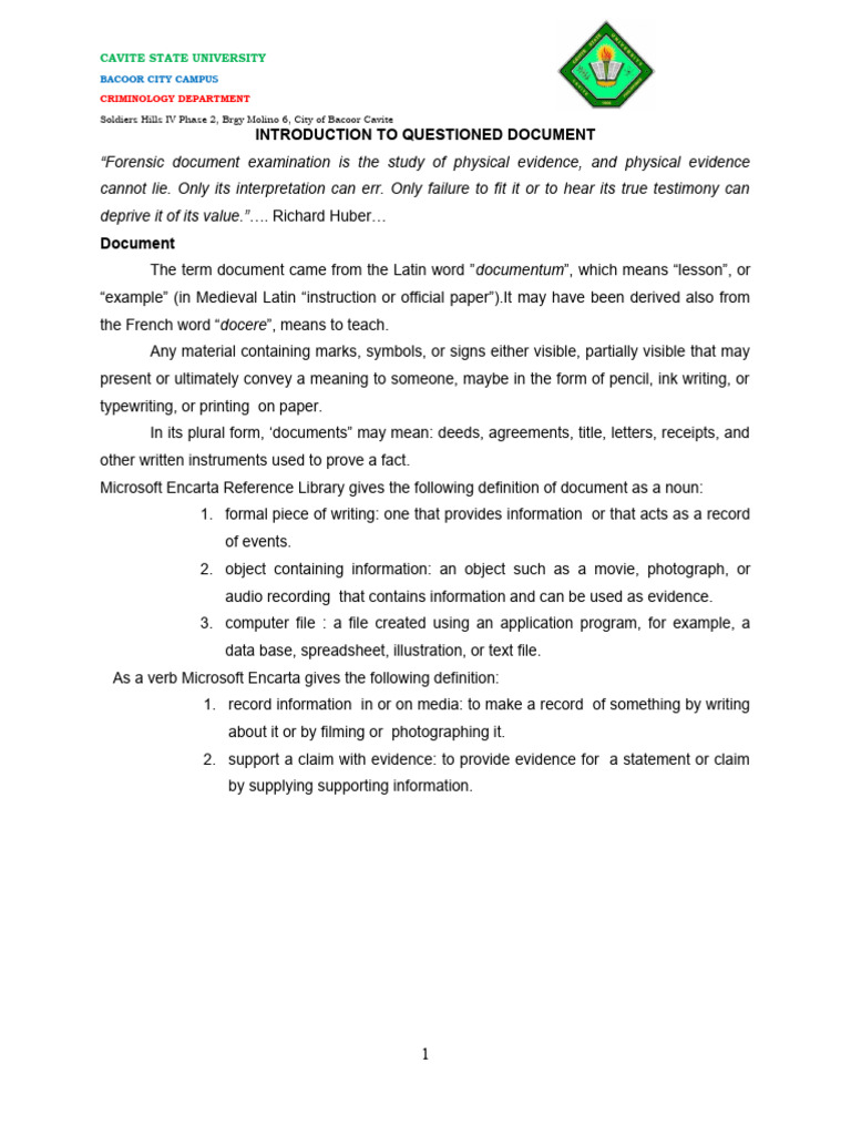 Introduction to Questioned Documents | PDF | Expert Witness | Document