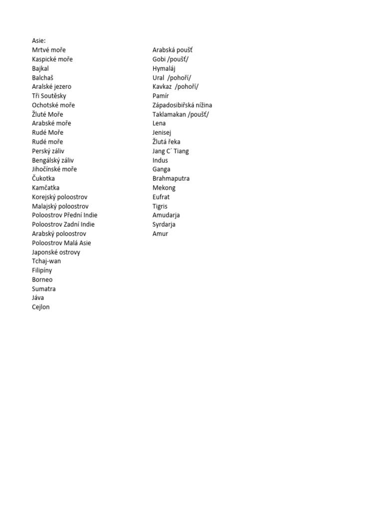 Slep Mapa Asie | PDF