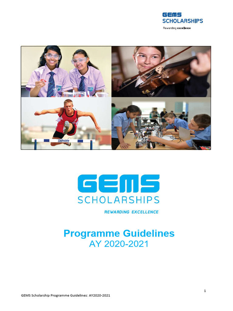 GEMS Scholarships Guidelines 2020-2021 | PDF | Innovation | Social Media