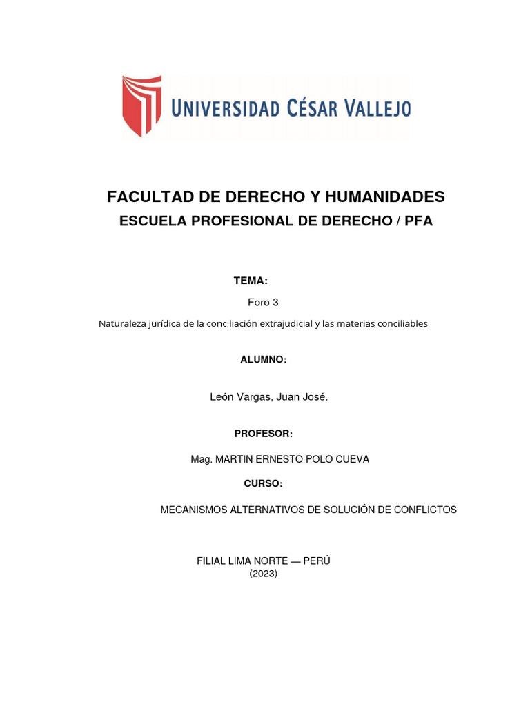 FORO3 Naturaleza Jur dica De La Conciliaci n Extrajudicial Y Las