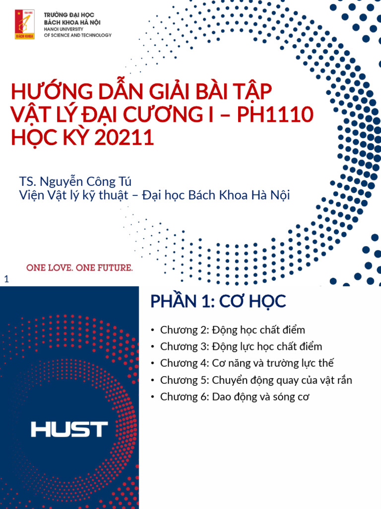 20211 - Huong dan chua bai tap VLDC1 - PH1110 - Phan 1 - Động lực học và năng lượng | PDF
