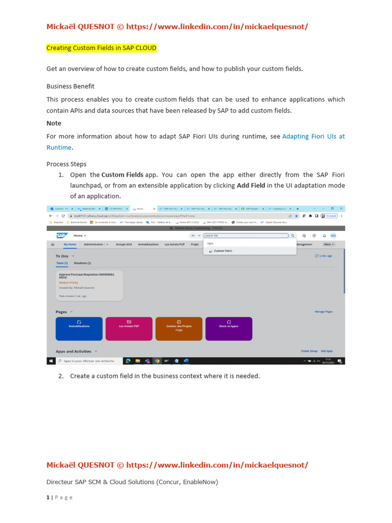 GU - SAP S4 HANA CLOUD - Creating Custom Fields | PDF | Application Software | Computer Science