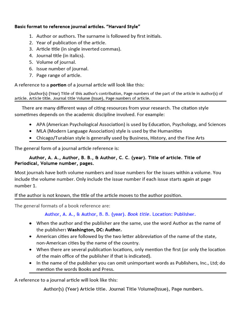 Harvard Referencing for Journal Articles | PDF